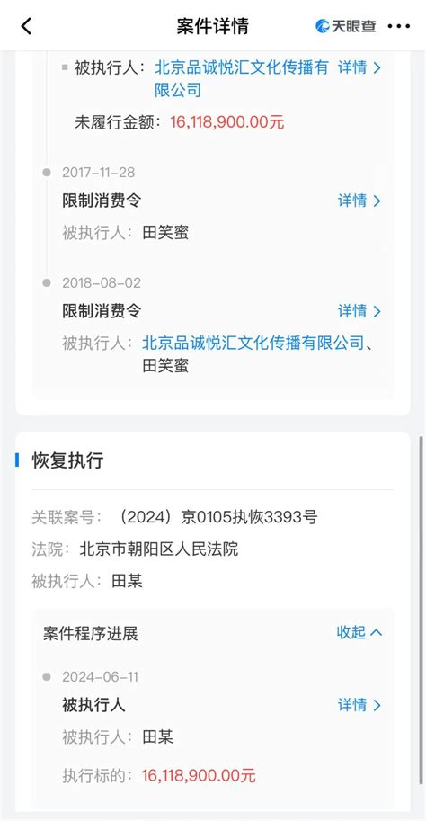 知名女星自曝被好友骗光积蓄！最新进展：对方被恢复执行1611万元朱丹朋友田笑蜜