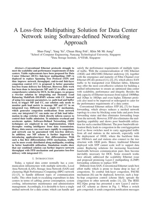Pdf A Loss Free Multipathing Solution For Data Center Network Using