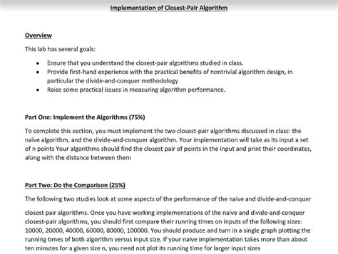 implementation of closest pair algorithm overview