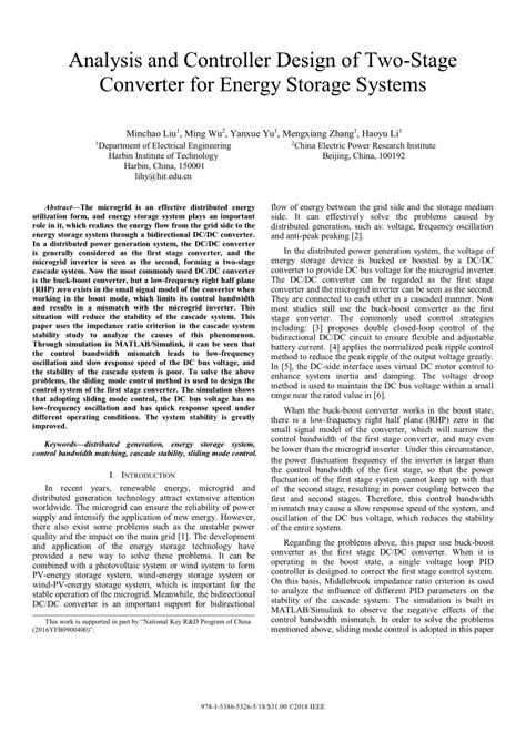 PDF Analysis And Controller Design Of Two Stage Converter For Energy Storage Systems