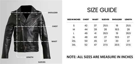 Leather Jacket Size Chart Sixth Degree Clothing