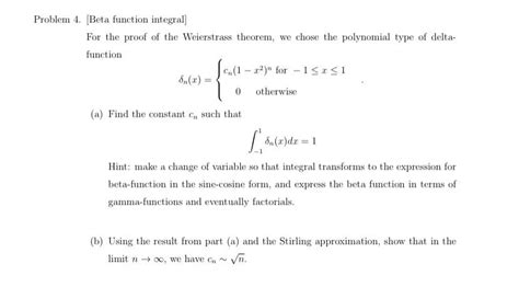 Solved Problem 4 Beta Function Integral For The Proof Of