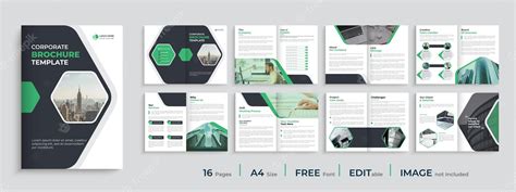 기업 브로셔 디자인 템플릿 16 페이지 프리미엄 벡터