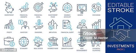 경제 금융 성장 이익 등과 같은 투자 라인 아이콘 벡터 일러스트 레이 션 편집 가능한 스트로크 경제에 대한 스톡 벡터 아트 및 기타 이미지 Istock
