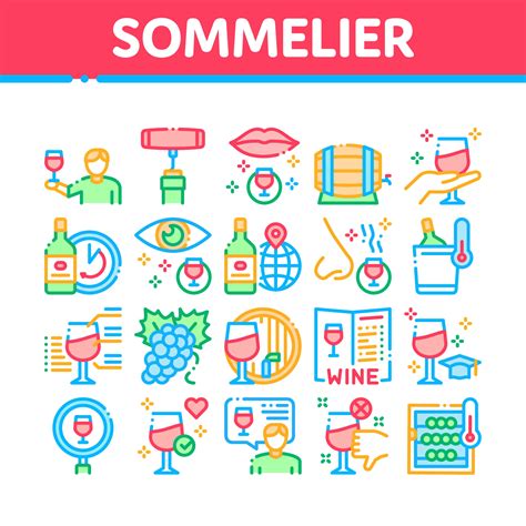 Sommelier Wine Tasting Collection Icons Set Vector 17593474 Vector Art At Vecteezy