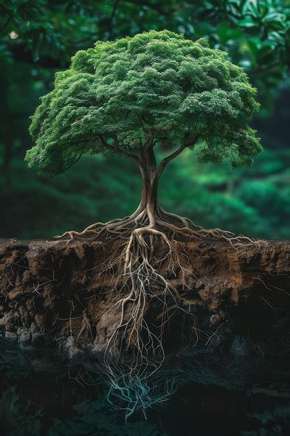 Premium Photo A Tree With Roots Shaped Like A Brain Illustrating The Concept Of Growth In
