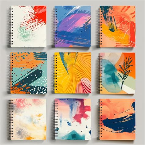 Premium Vector Vector Notebook Cover Grunge Ink Colorful Summer Set Bright Minimal Background