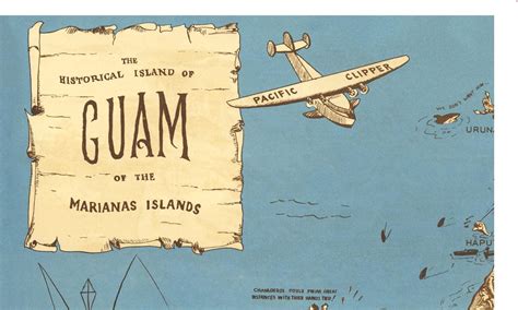 Vintage Map Of Guam Pictorial Historic Guam Map Print Illustrated
