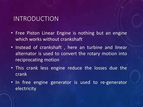 Free Piston Engine Linear Generator Pptx
