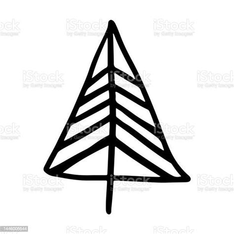 낙서 스타일의 크리스마스 트리 새해 복 많이 받으세요 크리스마스 트리의 손으로 그린 스케치 벡터 그림입니다 흰색 배경에 격리되어 있습니다 그래픽 웹사이트 로고 아이콘 엽서에
