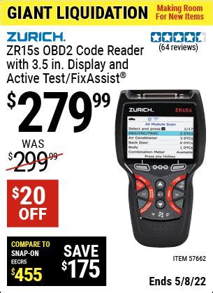 ZURICH ZR S OBD Code Reader With In Display And Active Test FixAssist