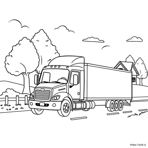 Coloring Trailer Truck Peterbilt Semi Drawing Pages Flatbed Sketch