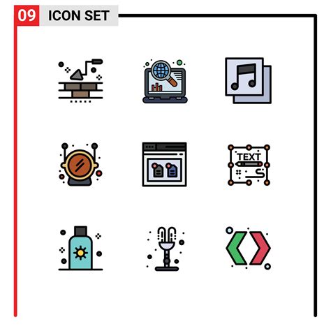 Stock Vector Icon Pack Of 9 Line Signs And Symbols For File Browser Albums Archive Space