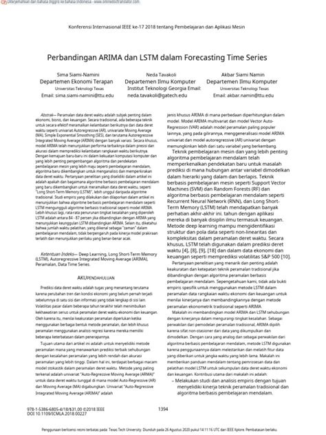 68 A Comparison Of Arima And Lstm In Forecasting Time Series En Id Pdf