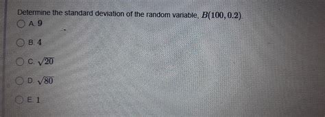 Solved Determine The Standard Deviation Of The Random Chegg