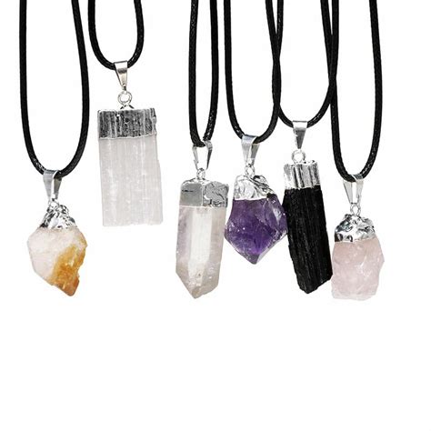 Mixed Rough Crystal Electroformed Sp Pendant Set Of 6 For Sale