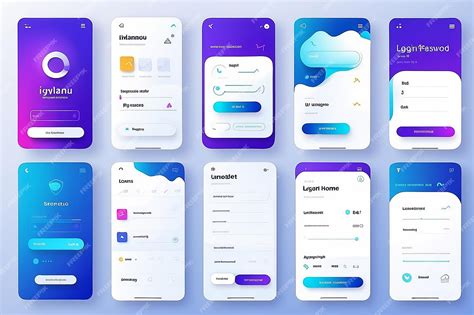 Design Of The Mobile Application Ui Ux A Set Of Gui Screens With Login And Password Input
