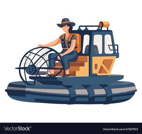 Man Driving A Hovercraft Royalty Free Vector Image