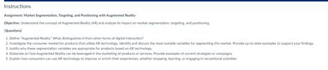 Solved Instructions Assignment Market Segmentation Chegg
