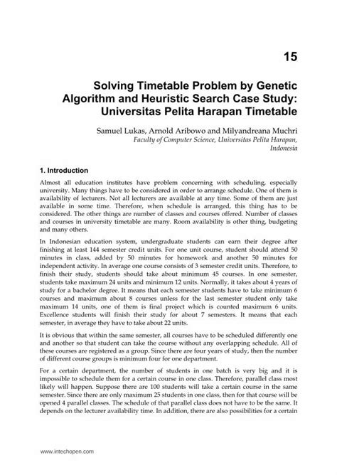 pdf solving timetable problem by genetic algorithm and heuristic