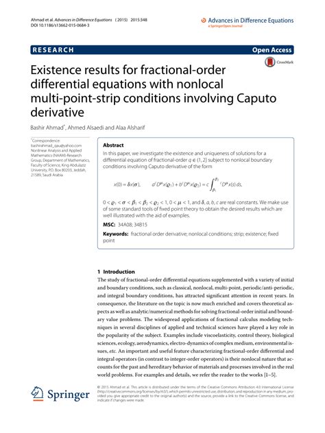 Pdf Existence Results For Fractional Order Differential Equations With Nonlocal Multi Point