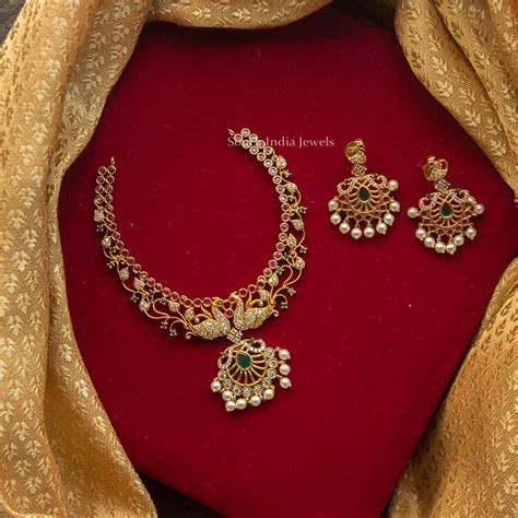 Beautiful Dual Bird Necklace South India Jewels Imitation Jewellery