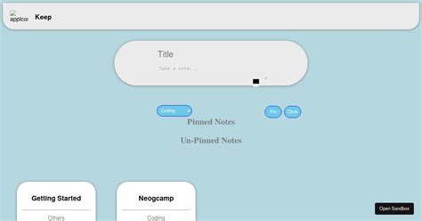 Google Keep Clone Codesandbox