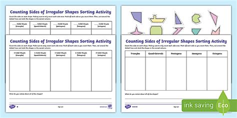 👉 Counting Sides Of Irregular Shapes Sorting Activity
