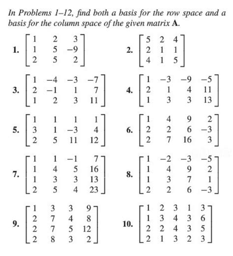Solved In Problems 1 12 Find Both A Basis For The Row Space Chegg Com