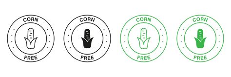 Corn Free Green And Black Circle Stamp Set Free Fructose And Corn Icon No Maize Allergy