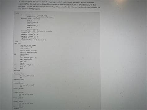 4 enter assemble and execute the following program