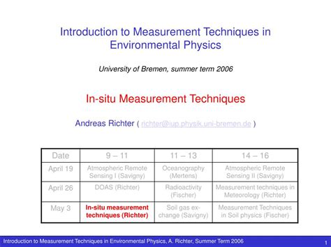 Ppt Introduction To Measurement Techniques In Environmental Physics