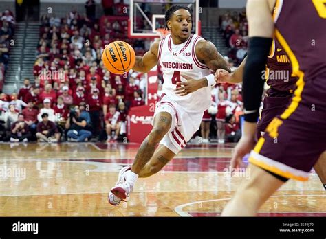 Wisconsin Guard Kamari Mcgee 4 Dribbles During The Second Half Of An