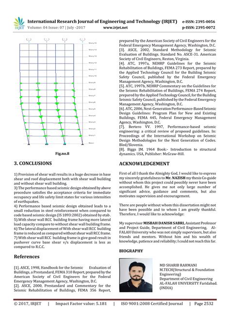 Non Linear Analysis Of Rcc Building With And Without Shear Wall Pdf Computer Software And