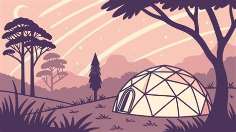 Geodesic Dome And Trees In Scenic Landscape Vector Illustration Vector Design Generative Ai