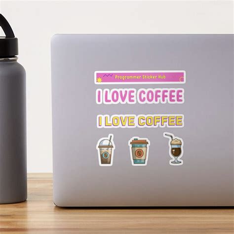 I Love Coffee Programmer Sticker Pack Coffee Cup Sticker Pack Sinhala Greeting Cards