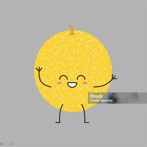 멜론 캐릭터 만화 인사말 귀여운 웃는 얼굴 쾌활 카와이 기쁨 행복 한 감정 아이콘 벡터 일러스트 레이 션 과일에 대한 스톡 벡터 아트 및 기타 이미지 Istock