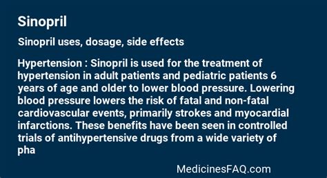 Sinopril Uses Dosage Side Effects Food Interaction And Faq