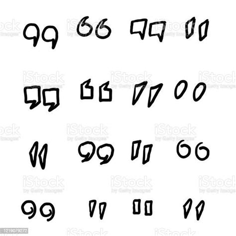 손으로 그린 따옴표 아이콘 따옴표 쉼표 음성 발췌 발언 아이콘 및 인용 쉼표 또는 음성 인용 마크 인용 부호에 대한 스톡 벡터 아트 및 기타 이미지 Istock