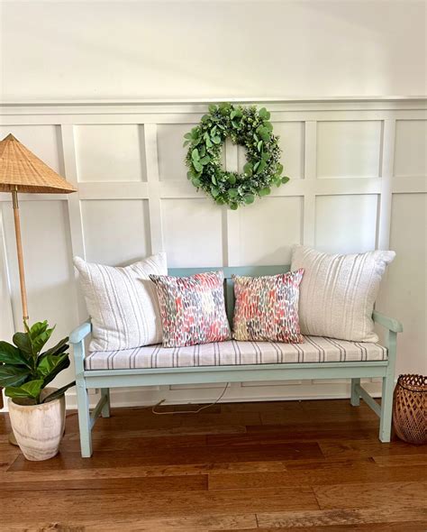 Diy Bench Cushion And Pillows No Sewing Required She Gave It A Go