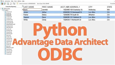 How To Connect To Advantage Data Architect With Python Via Odbc Youtube