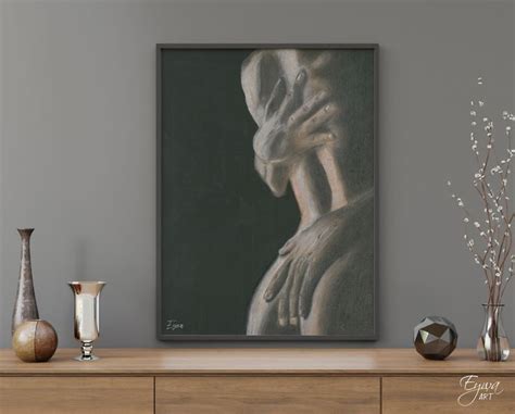 Sensual Wall Art Couples Hugging Artwork Twin Flame Bedroom Wall