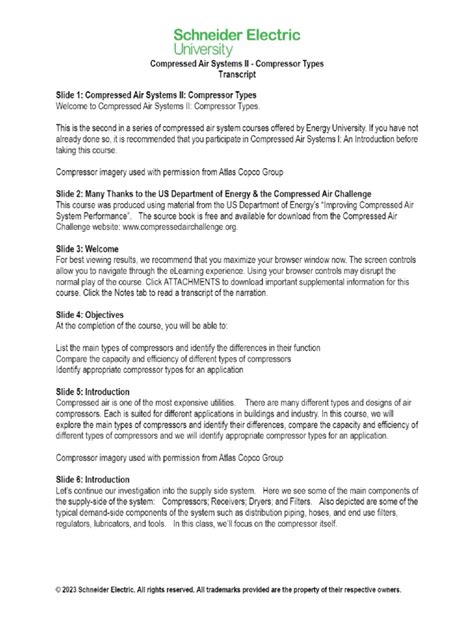 Course Transcript Reference Materials Compressed Air Systems Ii Schneider Electric Course Transcript Reference Materials Compressed Air Systems Ii Schneider Electric