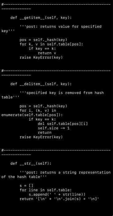 Solved Modify The Python Hash Table Implementation With