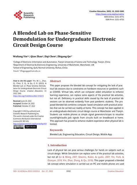 Pdf A Blended Lab On Phase Sensitive Demodulation For Undergraduate Electronic Circuit Design