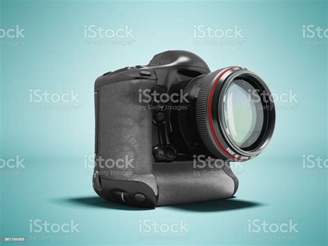 파악 하는 검은 그림자와 파란색 배경에 3d 렌더링 검은 전문 촬영을 위한 현대 전문 카메라 각도에 대한 스톡 사진 및 기타