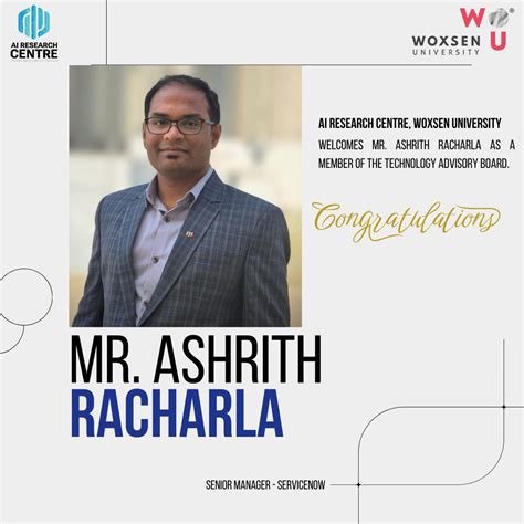 I Am Thrilled To Join The Ai Research Centre Woxsen University As A
