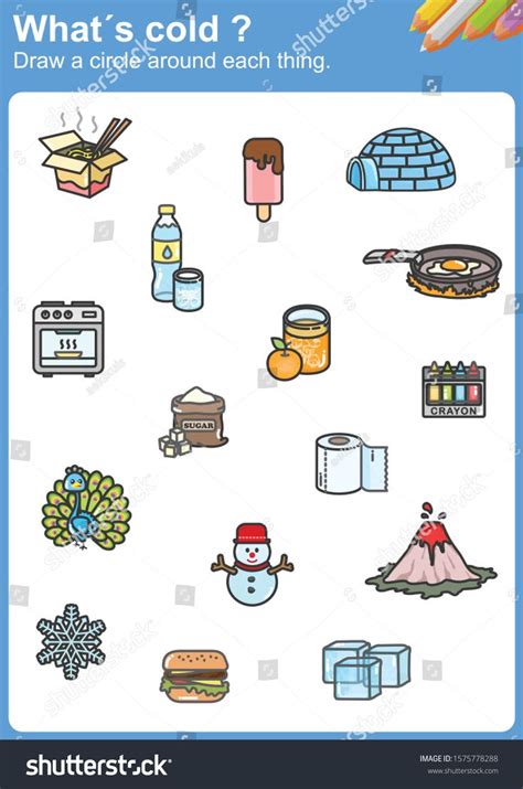 what´s cold draw a circle around each thing worksheet for