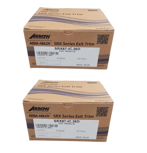 2 Pack Arrow Srx87 Ic 26d Exit Device Lever Trim In Satin Chrome Garland Home Center