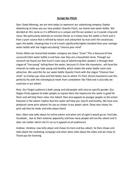 Script For Pitch Docx